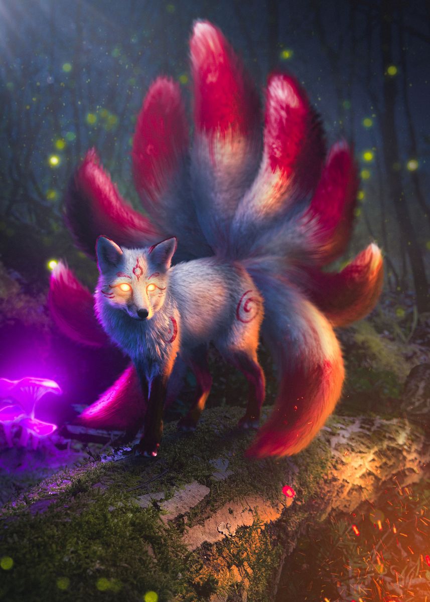 'Kyubi no kitsune' Poster, picture, metal print, paint by KevinXD ...