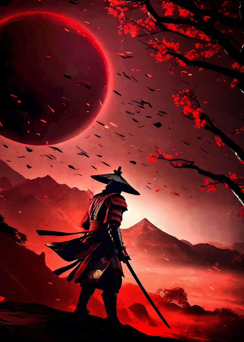 'Red Japanese Samurai' Poster, picture, metal print, paint by Live Art ...