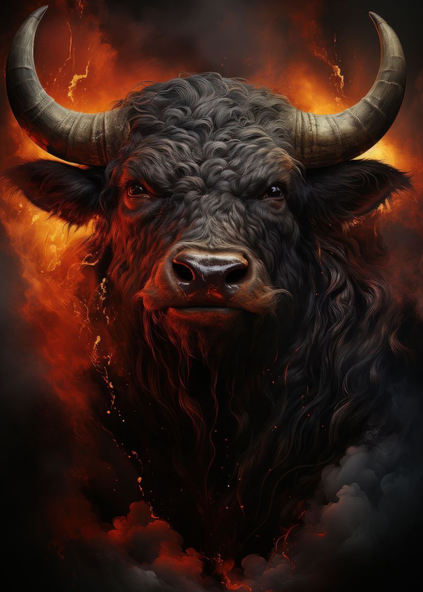 'Angry bull' Poster, picture, metal print, paint by Byrdyak | Displate
