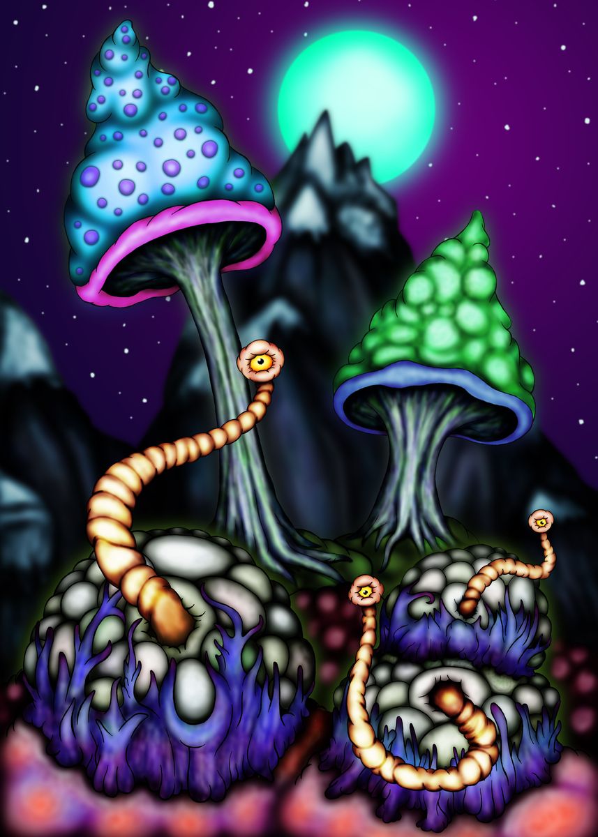 'Grumpy Alien Worms' Poster, picture, metal print, paint by Klendagon ...