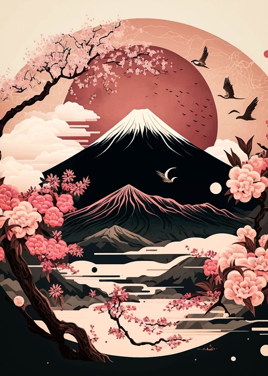 'Japanese Landscape' Poster, picture, metal print, paint by Dominguez ...