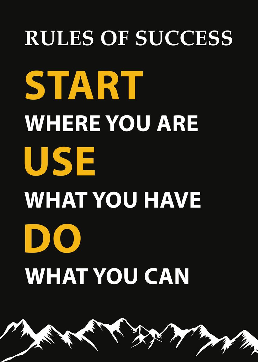'Rules of Success Inspire' Poster, picture, metal print, paint by ...