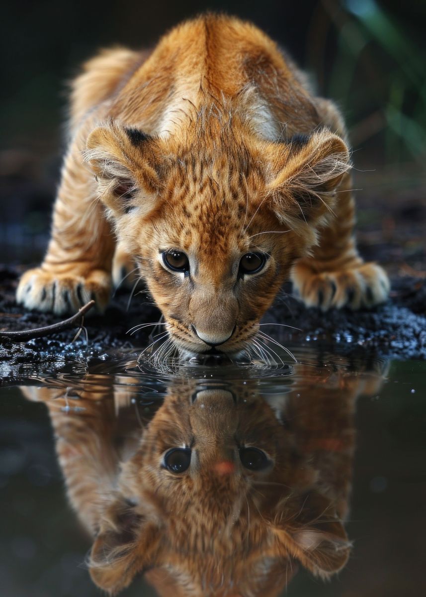 'Lion cub' Poster, picture, metal print, paint by Byrdyak | Displate
