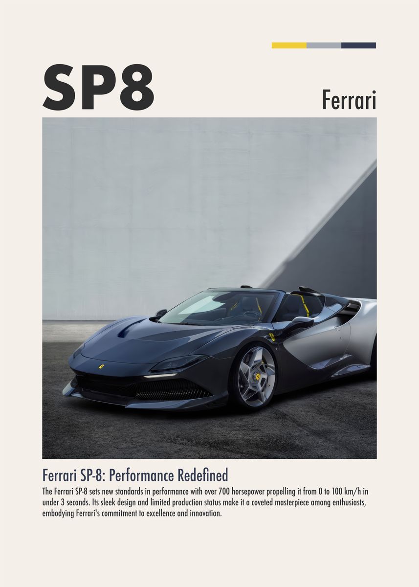 'Ferrari Sp8 super car' Poster, picture, metal print, paint by Full ...