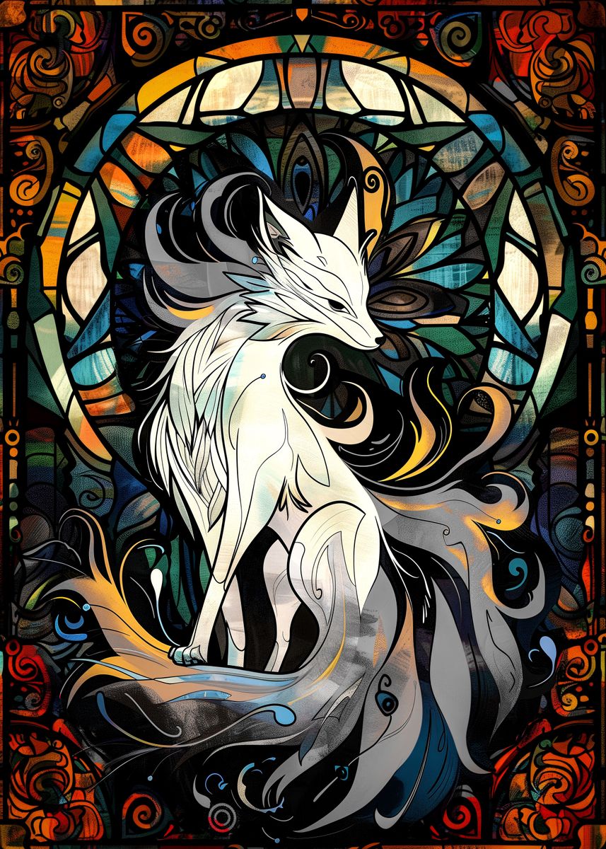 'Kitsune' Poster, picture, metal print, paint by the Moooh | Displate