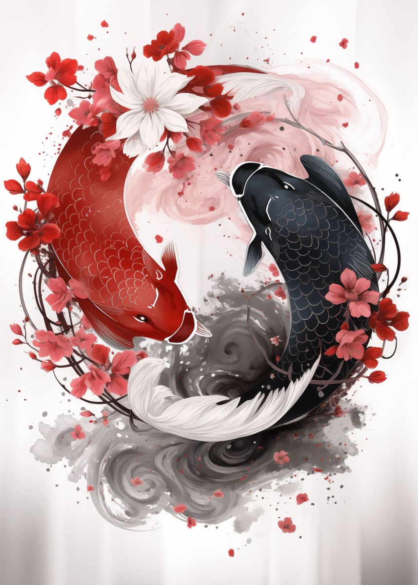 'Koi Fish Yin Yang' Poster, picture, metal print, paint by GojoArt ...