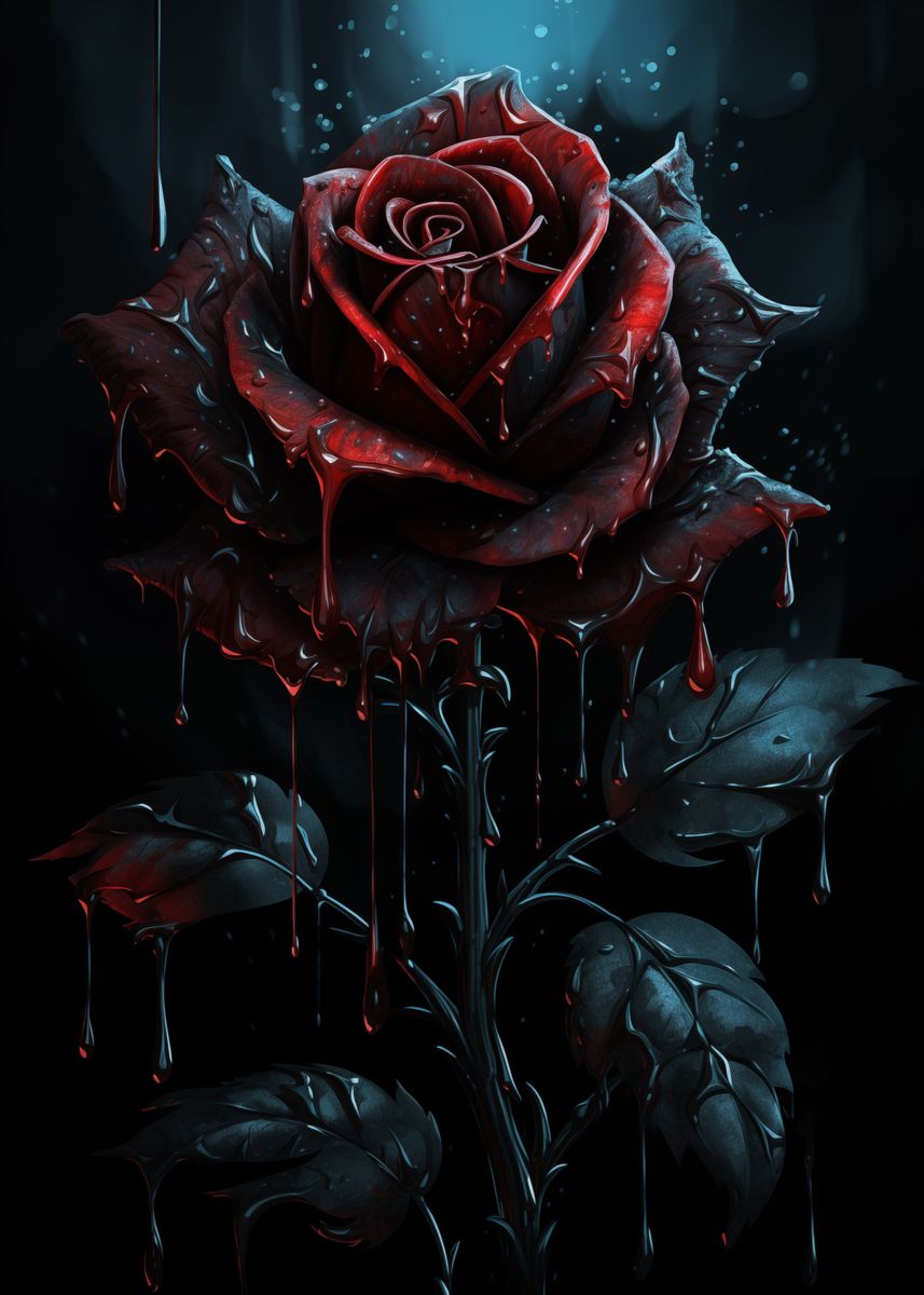 'Blood Rose ' Poster, picture, metal print, paint by EB Art | Displate