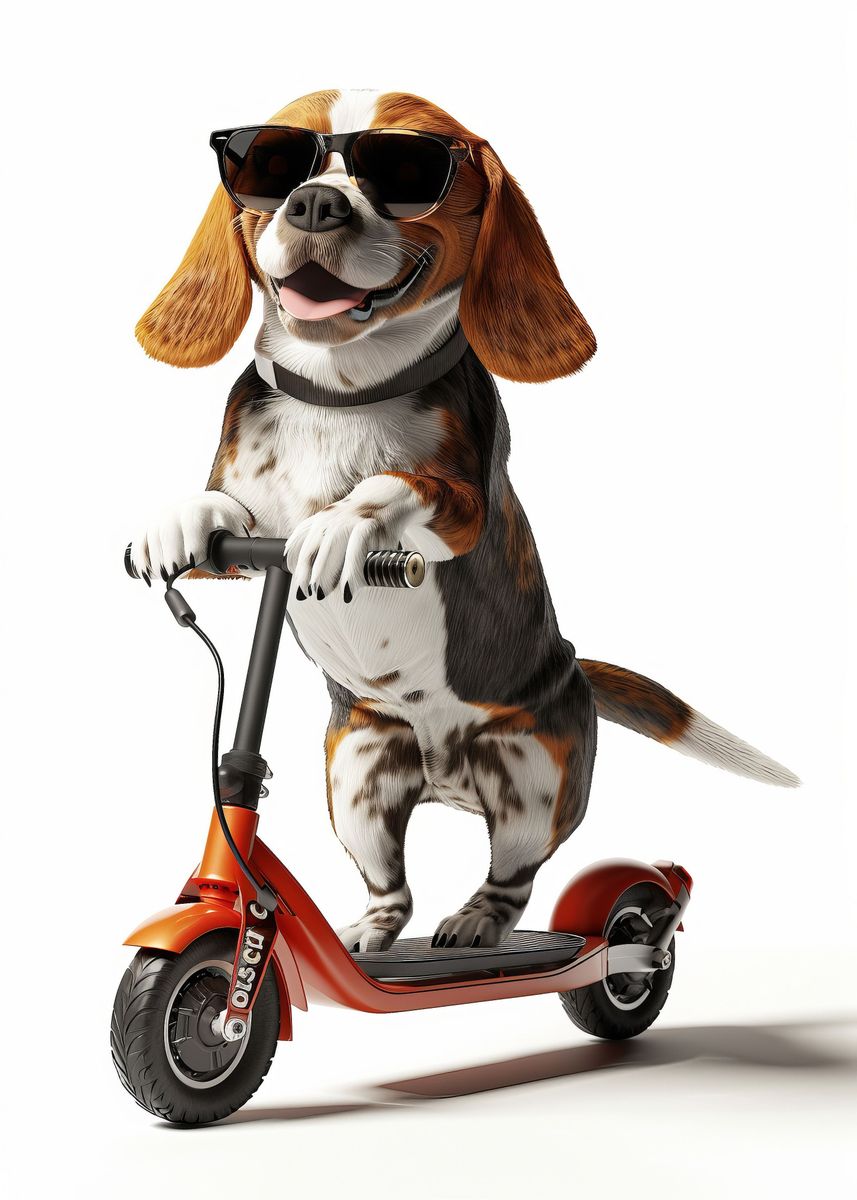 'Beagle Scooter' Poster, picture, metal print, paint by Henning ...