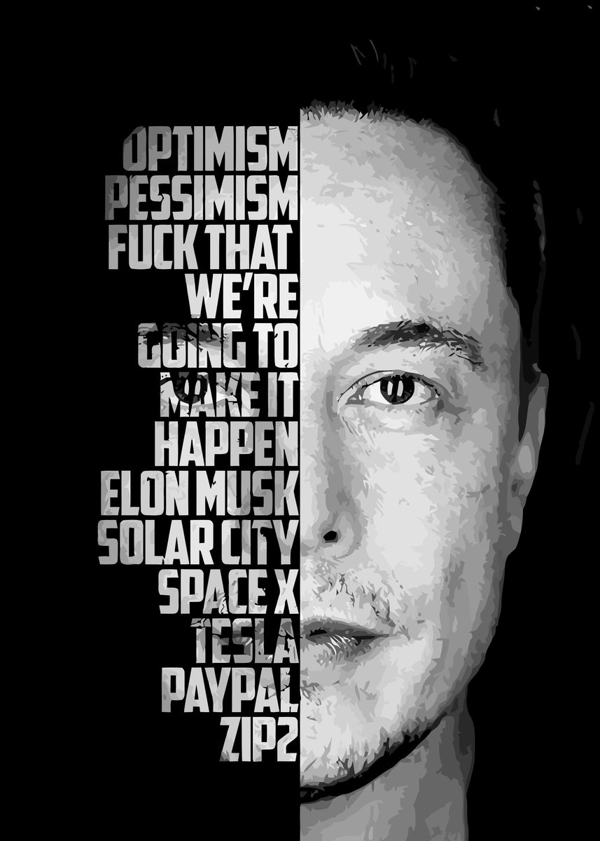 'Elon Musk Quote' Poster, picture, metal print, paint by Cowboys Map ...