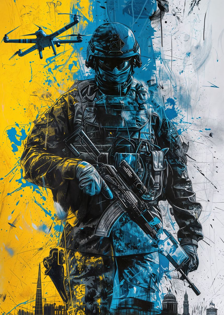 'Urban Combat Zone' Poster, picture, metal print, paint by 2Meow | Displate