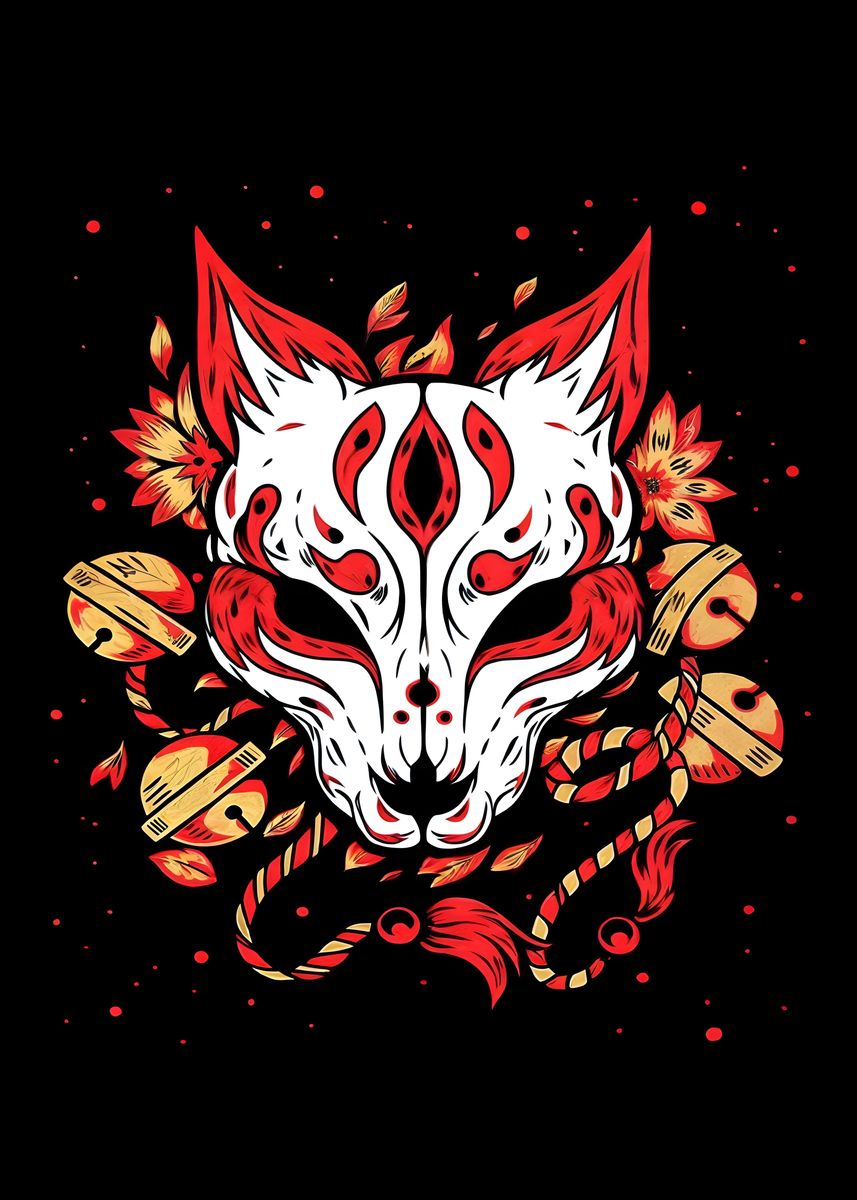 'Kitsune mask art' Poster, picture, metal print, paint by Zeeshan Ali ...