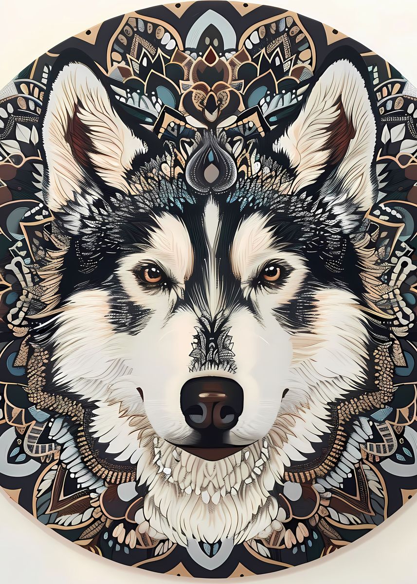 'Mandala Husky' Poster, picture, metal print, paint by Alexandre Ibáñez ...