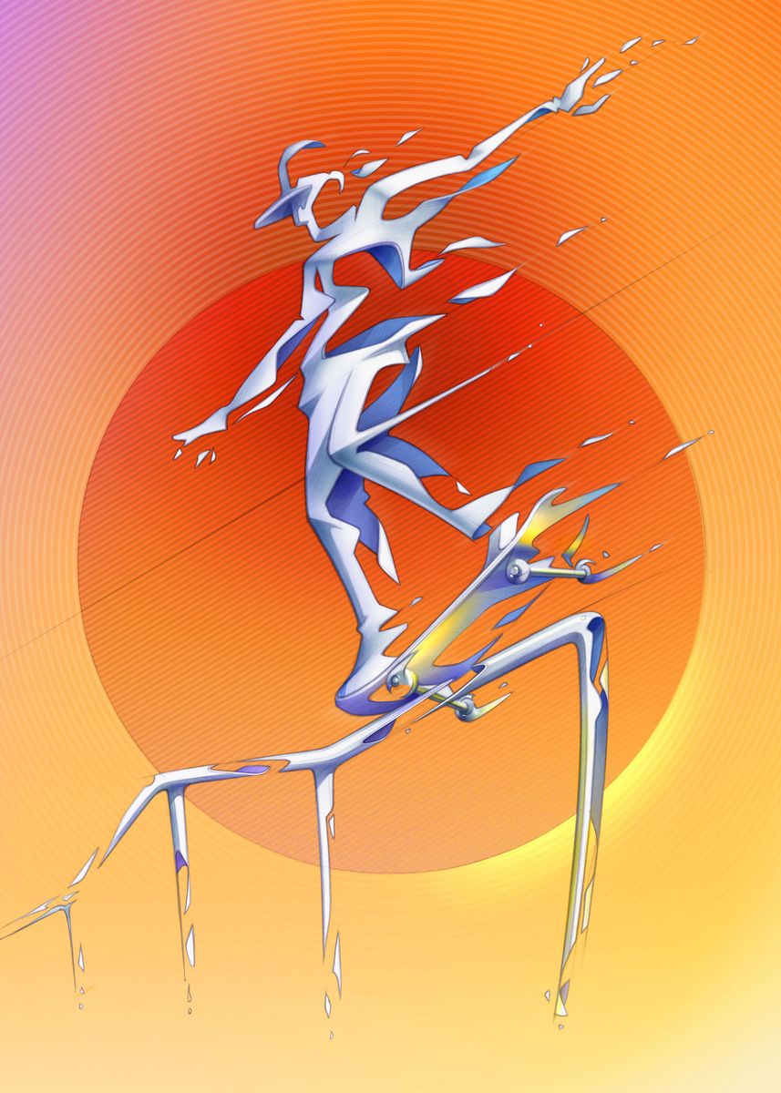 'Skate Grinding' Poster, picture, metal print, paint by Stan Garage ...