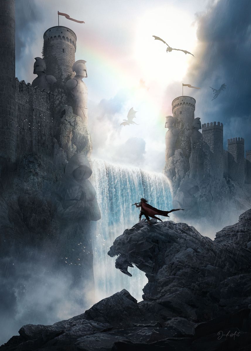 'Dragons End' Poster, picture, metal print, paint by Jendi | Displate