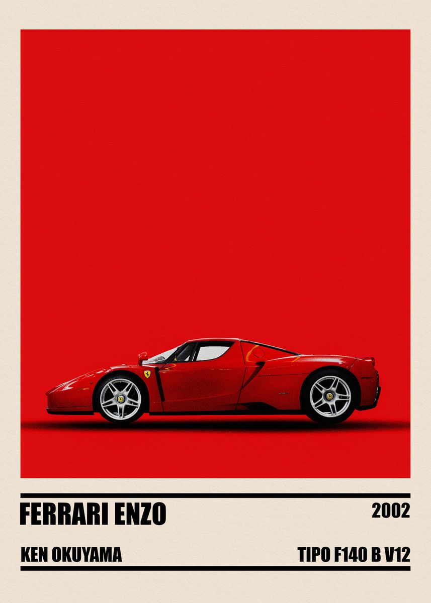'Ferrari Enzo Minimalist' Poster, picture, metal print, paint by ...