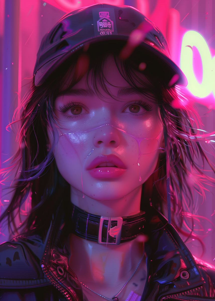 'Cyberpunk Police Woman' Poster, picture, metal print, paint by ...