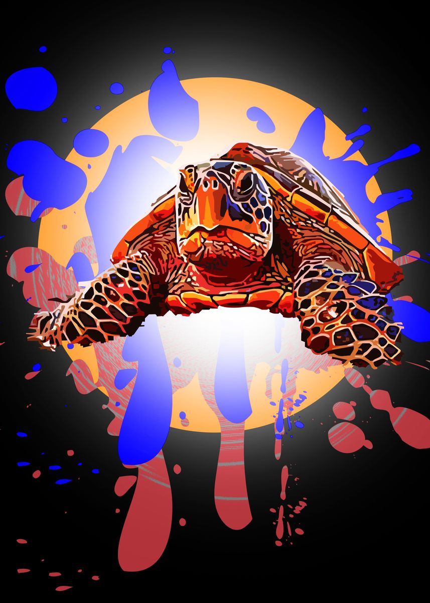 'Turtle Animals 5' Poster, picture, metal print, paint by hanif robani ...
