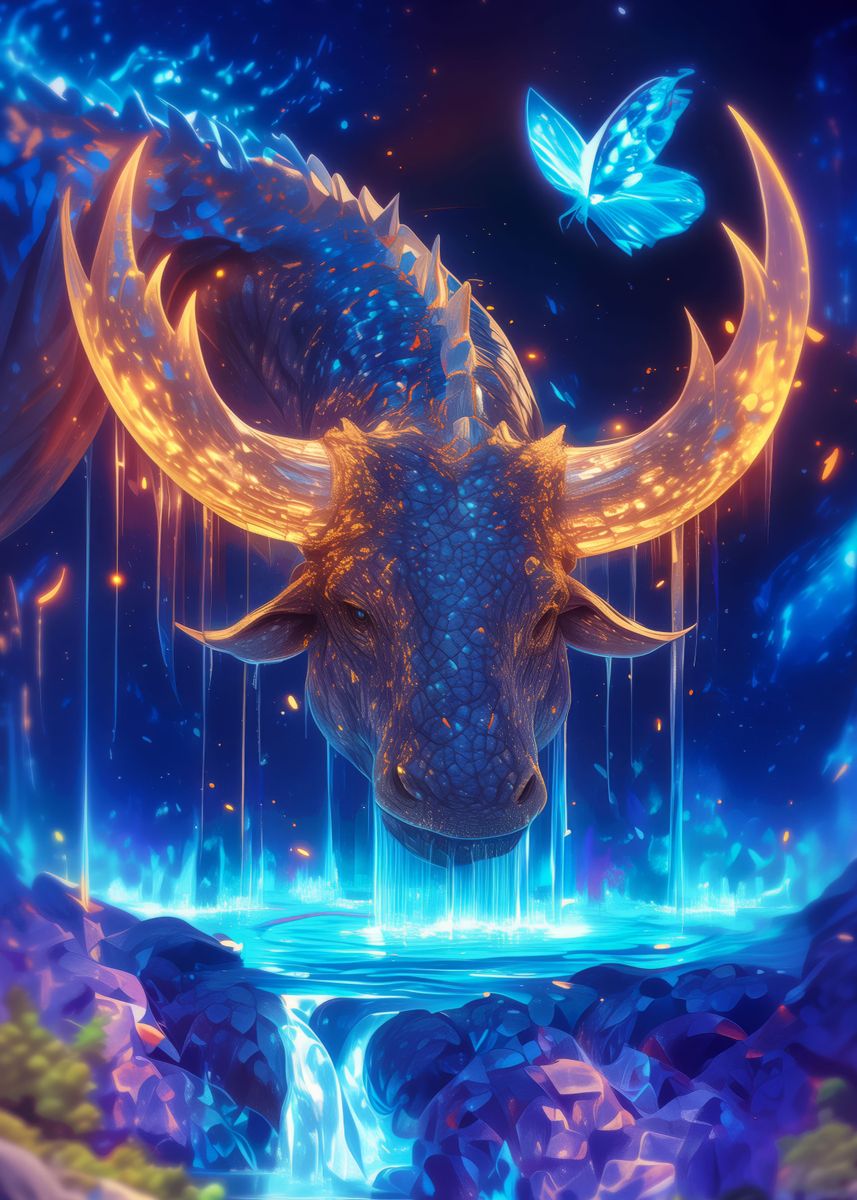 'Celestial Taurus' Poster, picture, metal print, paint by Vizio | Displate