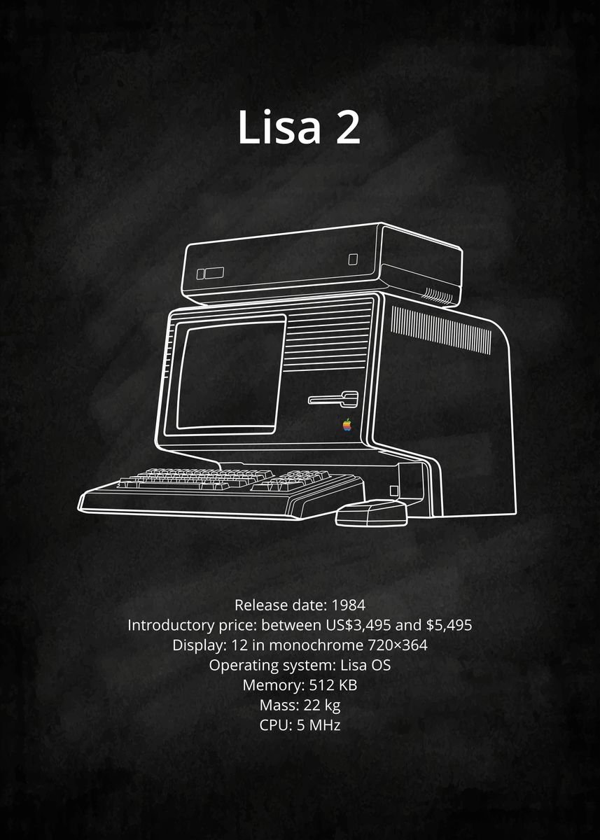 'Apple Lisa old computer' Poster, picture, metal print, paint by POTATO ...