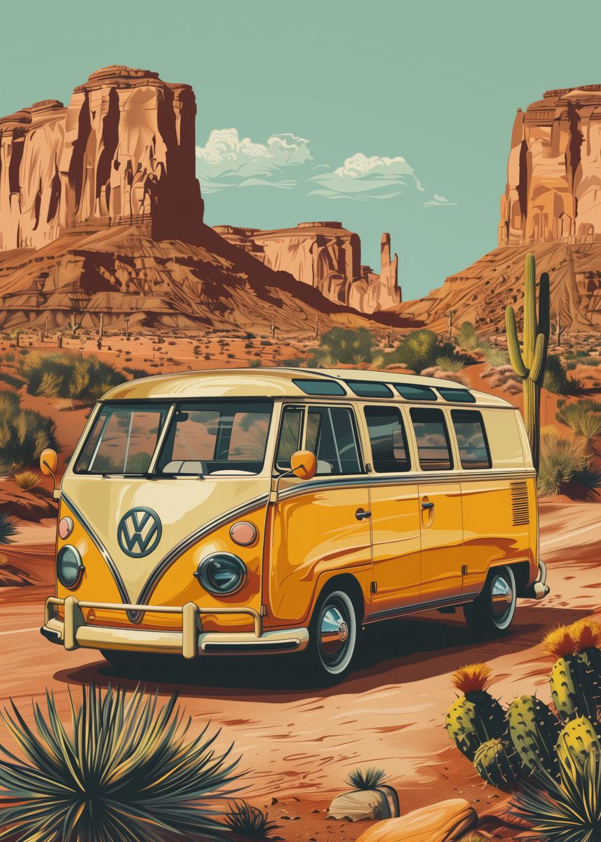 'Volkswagen Desert' Poster, picture, metal print, paint by Hristiyana ...
