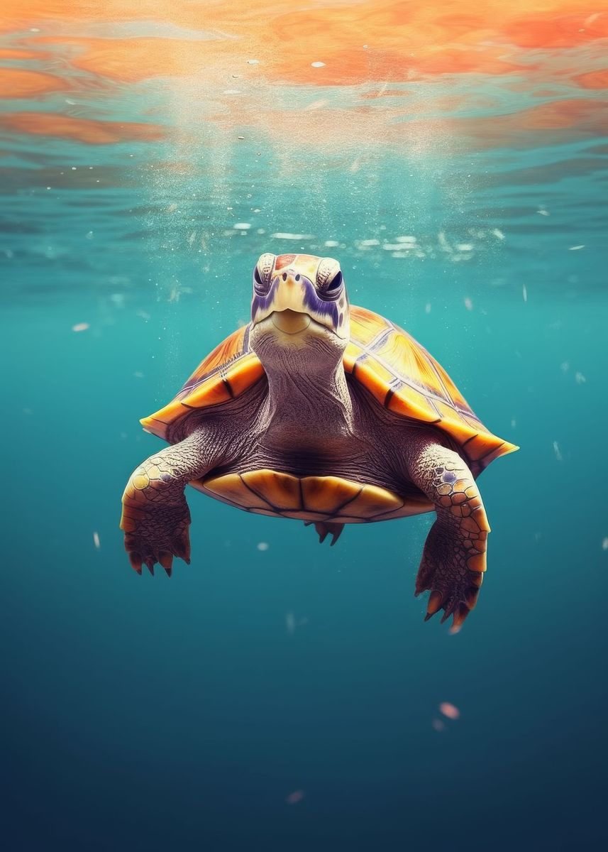 'Turtle Animal' Poster, picture, metal print, paint by DecoyDesign ...