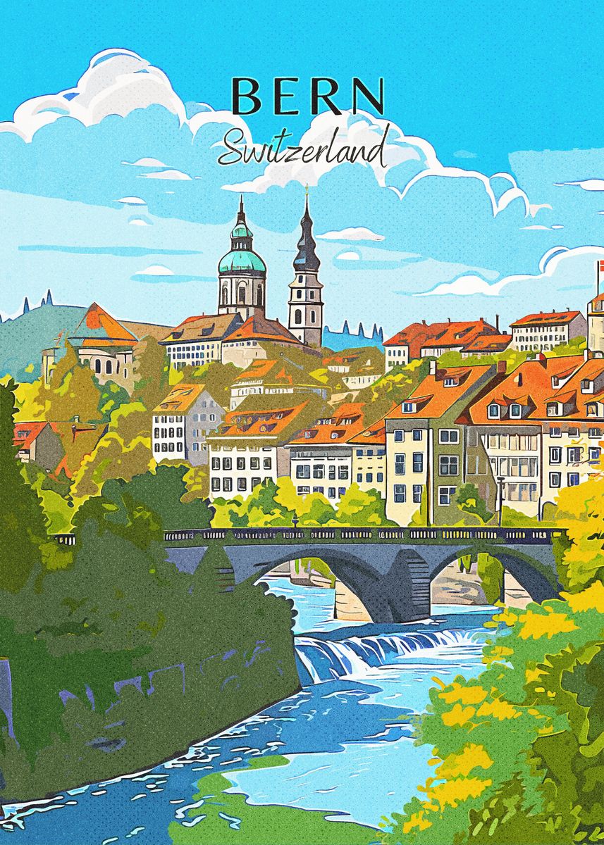 'Switzerland Bern Travel' Poster, picture, metal print, paint by Le Thi ...