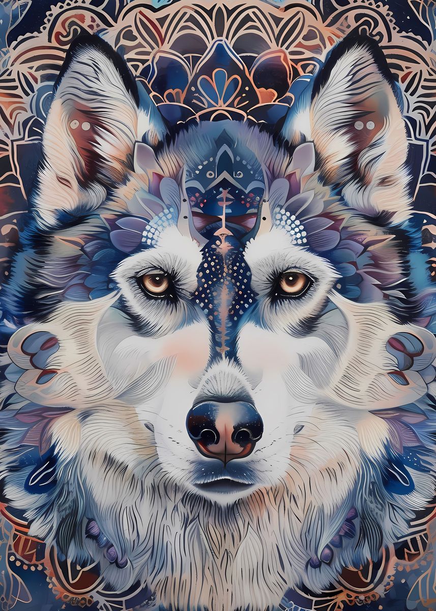 'Mandala Husky blue' Poster, picture, metal print, paint by Alexandre ...