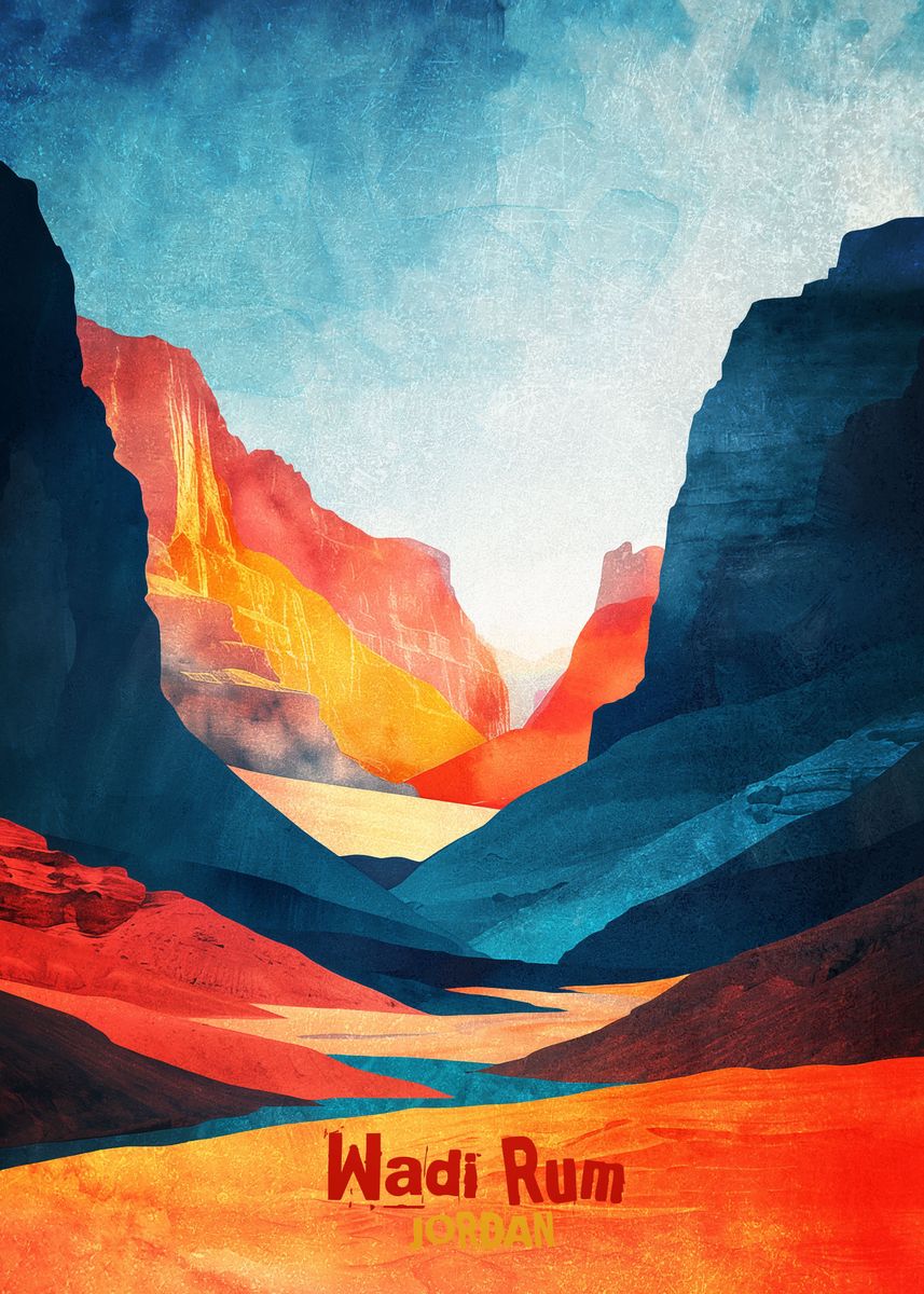 'Wadi Rum Art Poster' Poster, picture, metal print, paint by Mehdi ...