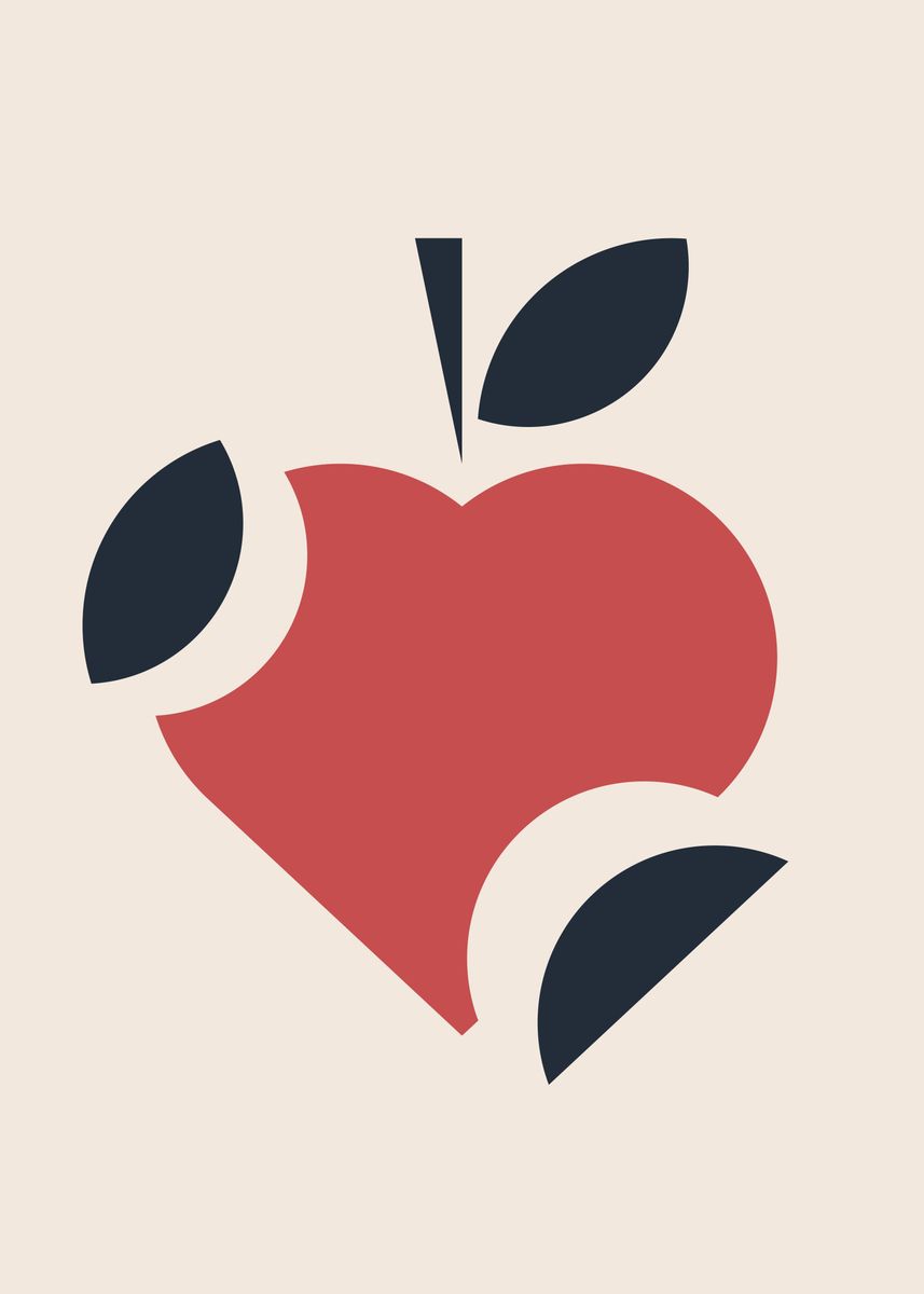 'Bitten heart shape apple' Poster, picture, metal print, paint by ...
