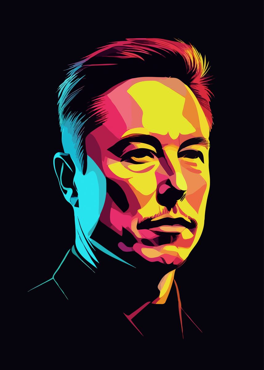 'Elon Musk WPAP' Poster, picture, metal print, paint by Awesome Poster ...