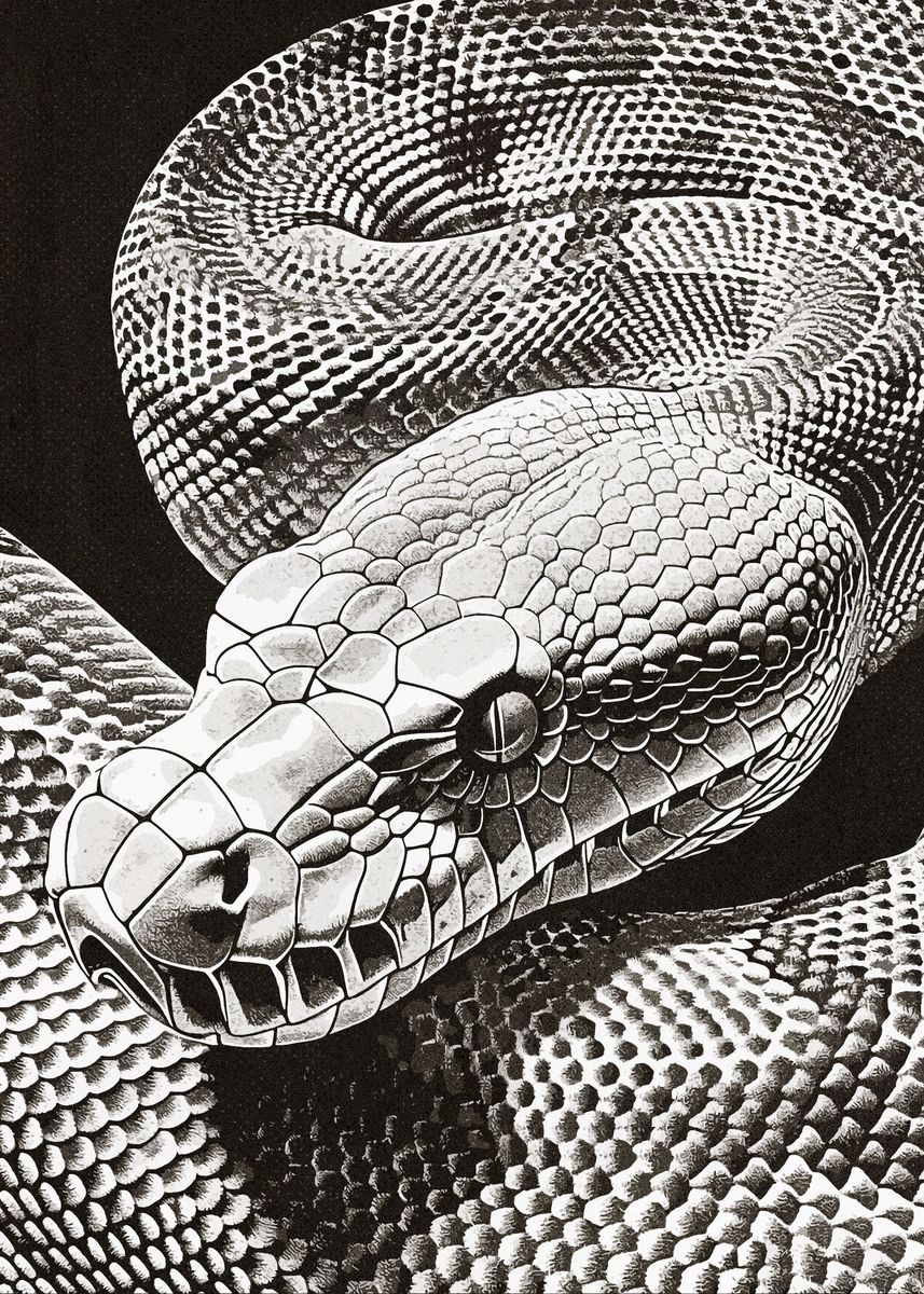 'Snake Python Vintage' Poster, picture, metal print, paint by Coffee ...