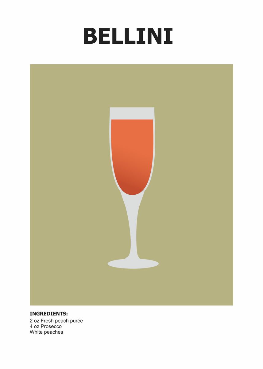 'bellini recipe' Poster, picture, metal print, paint by Ratna Mutia ...