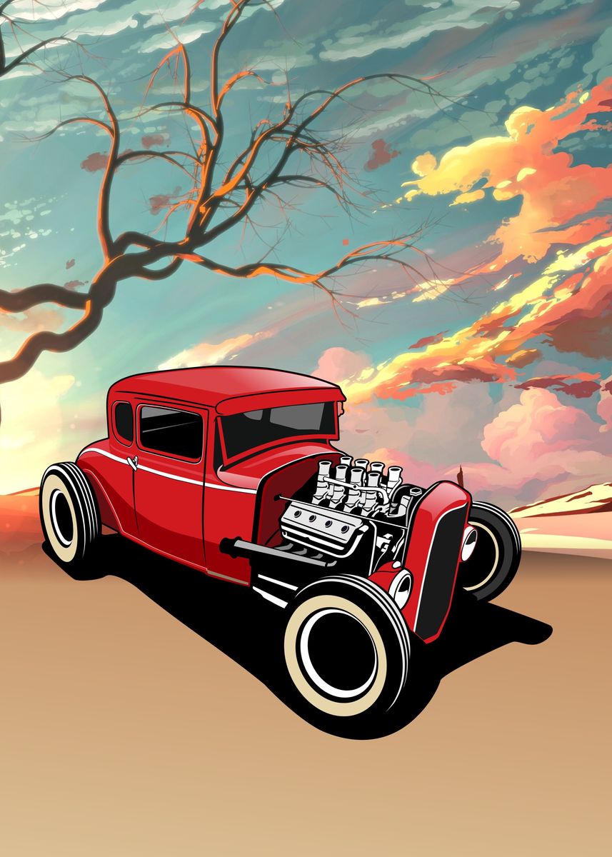 'classic racing poster' Poster, picture, metal print, paint by Ranoe ...