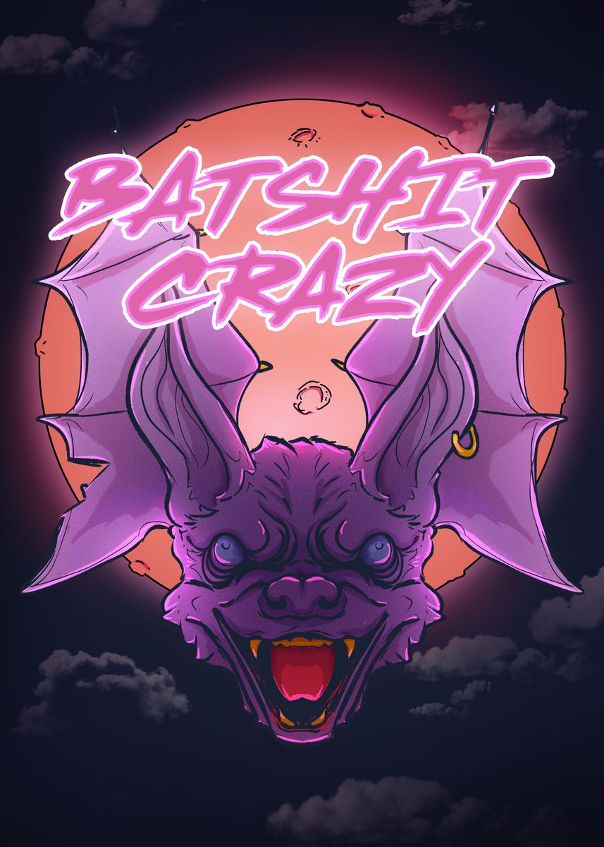 'Batshit Crazy Neon' Poster, picture, metal print, paint by Atanas Popovski | Displate