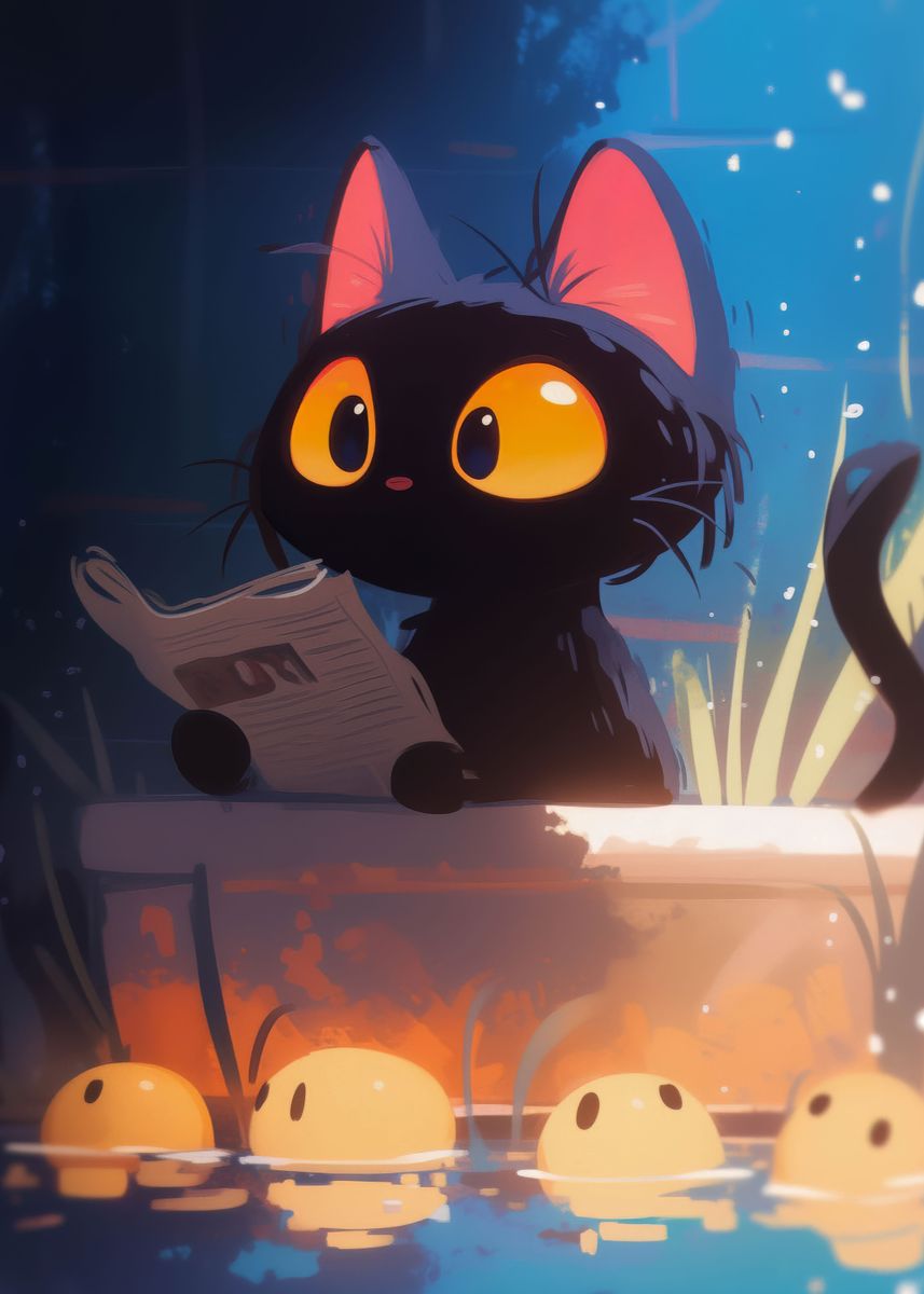 'Max The Cat Taking A Bath' Poster, picture, metal print, paint by ...