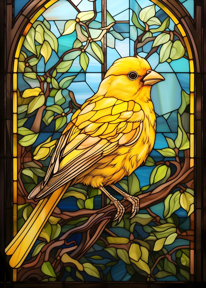 'Canary Stained Glass' Poster, picture, metal print, paint by Dennex ...