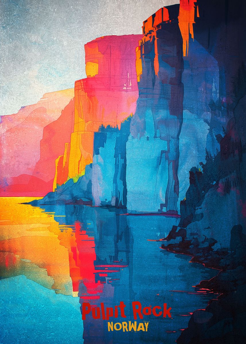 'Pulpit Rock Art Poster' Poster, picture, metal print, paint by Mehdi ...