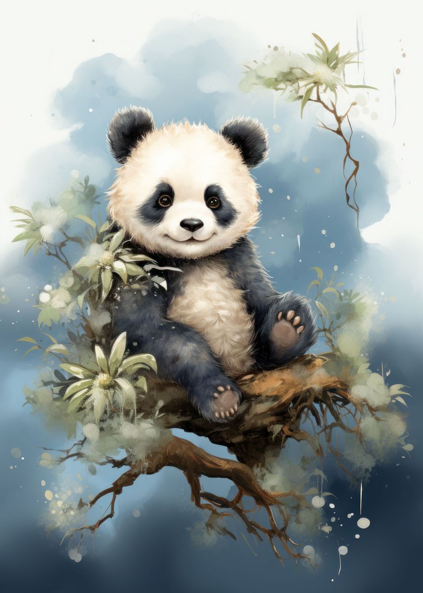 'Baby panda' Poster, picture, metal print, paint by Volodymyr Burdiak ...
