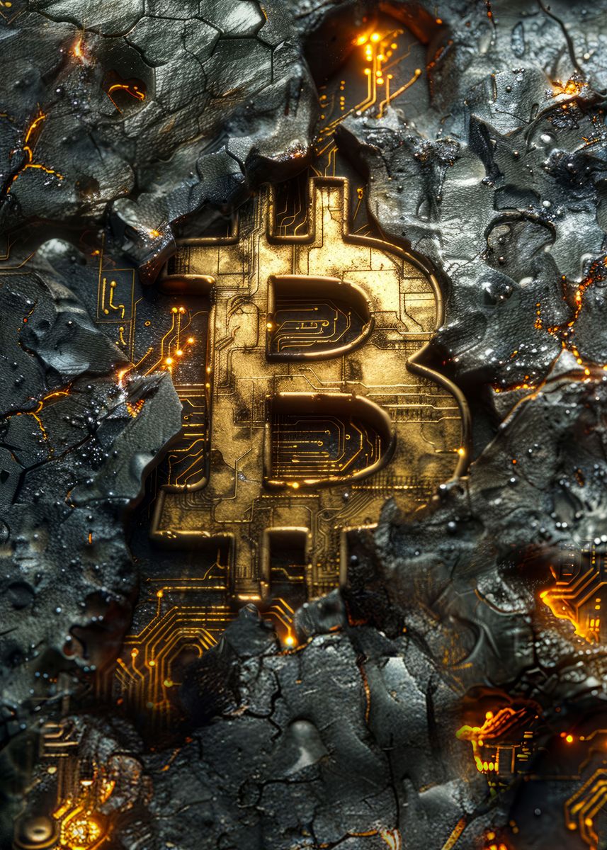 'Rock Mining Bitcoin' Poster, picture, metal print, paint by Displate ...