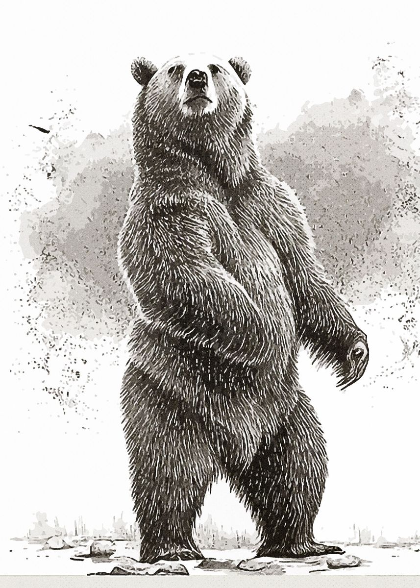 'Standing Bear Drawing' Poster, picture, metal print, paint by Fanth ...