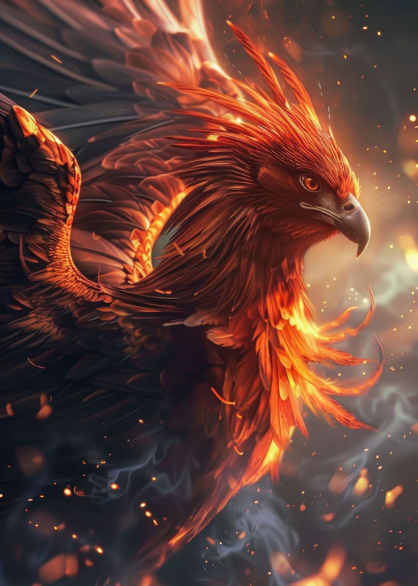 'Fire Phoenix' Poster, picture, metal print, paint by Senja Kolesnyk ...