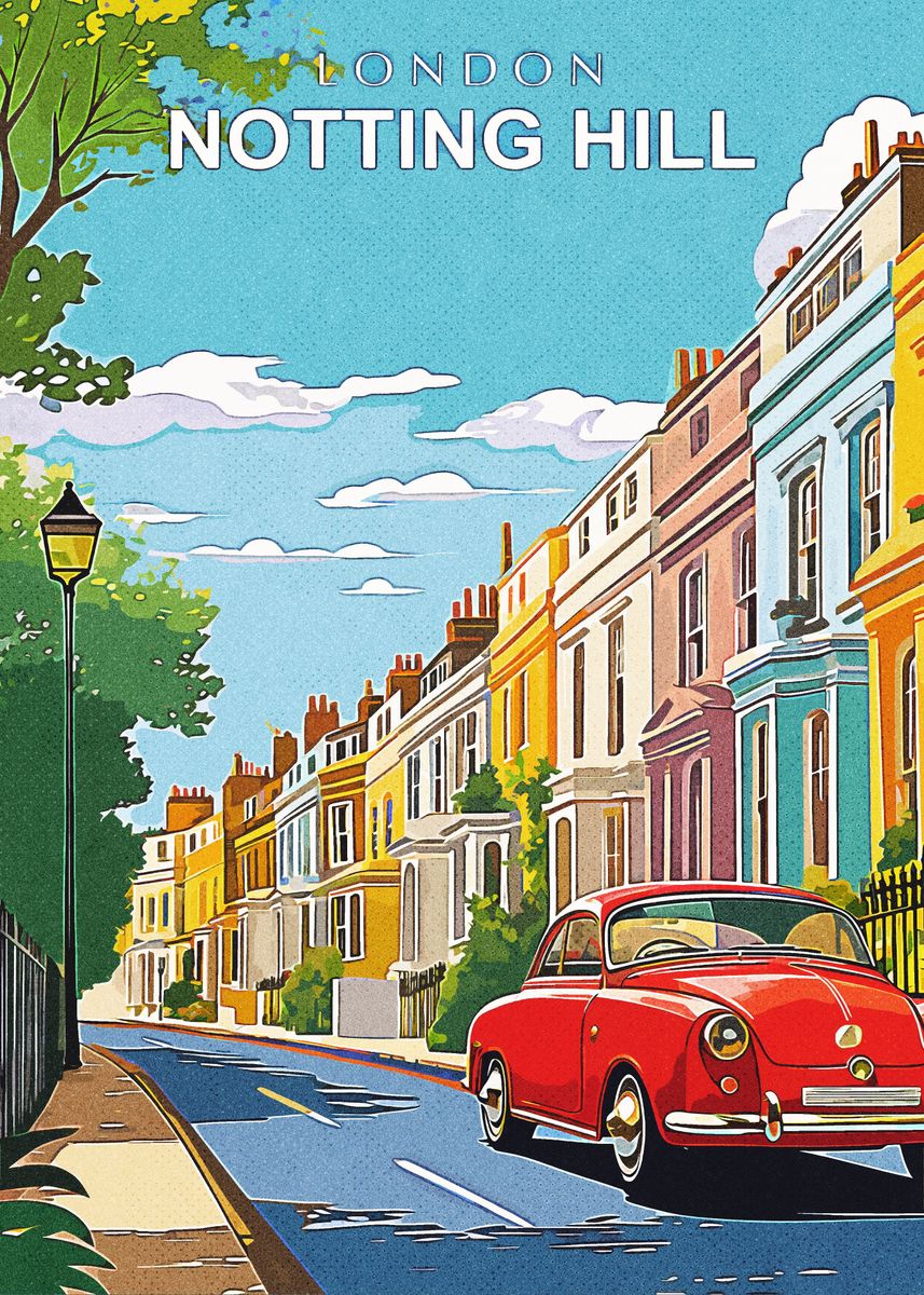 'London Notting Hill Travel' Poster, picture, metal print, paint by ...