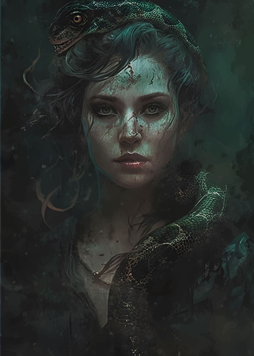 'Snake Girl 3 Medusa Seri' Poster, picture, metal print, paint by Dream ...