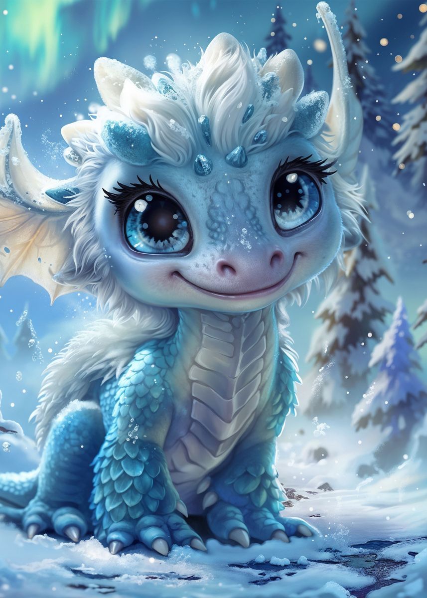 'cute baby dragon' Poster, picture, metal print, paint by Cute Animal ...