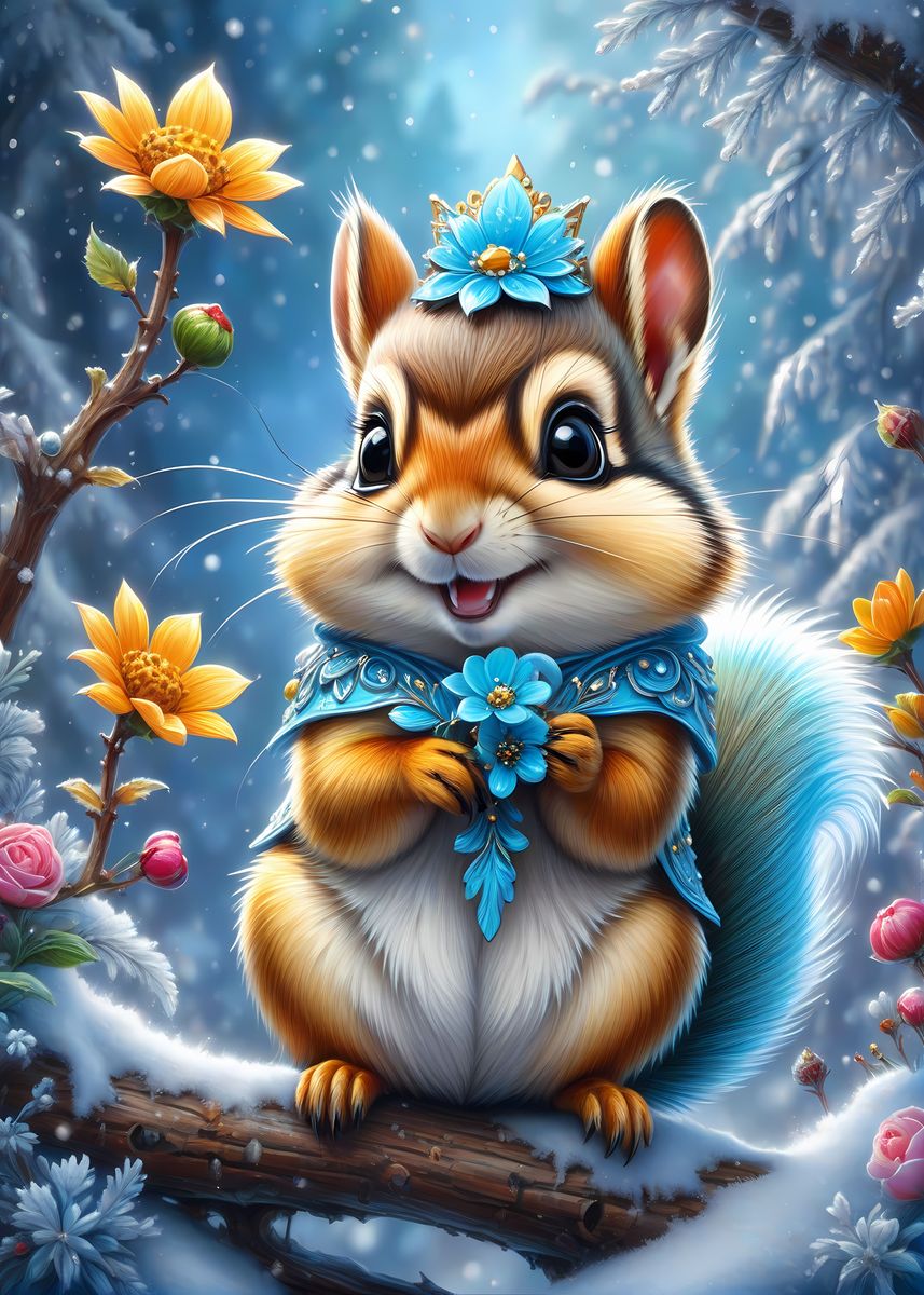 'Fantasy Chipmunk' Poster, picture, metal print, paint by Poster Collections | Displate