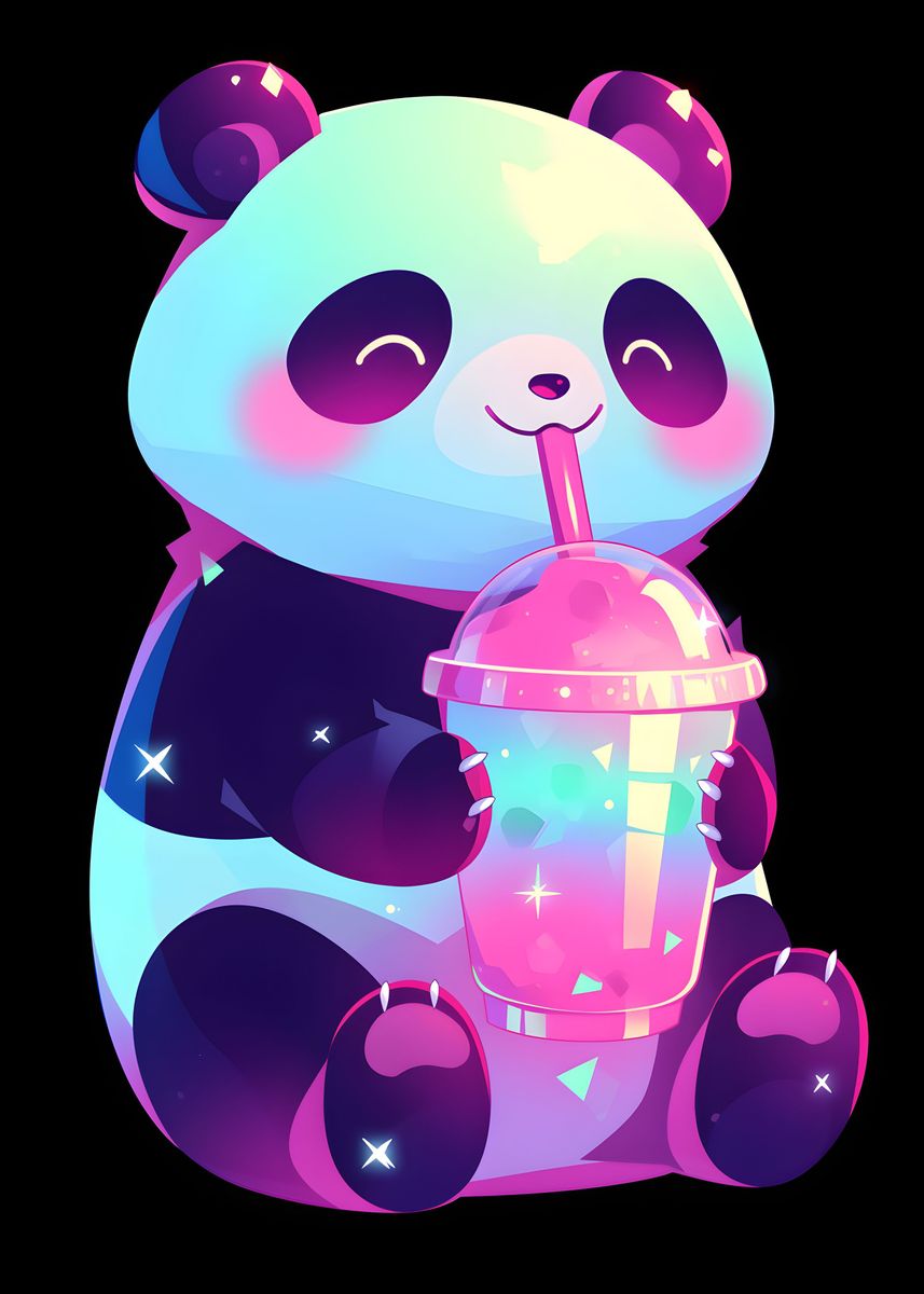 'Pandas Colorful Slush' Poster, picture, metal print, paint by ...