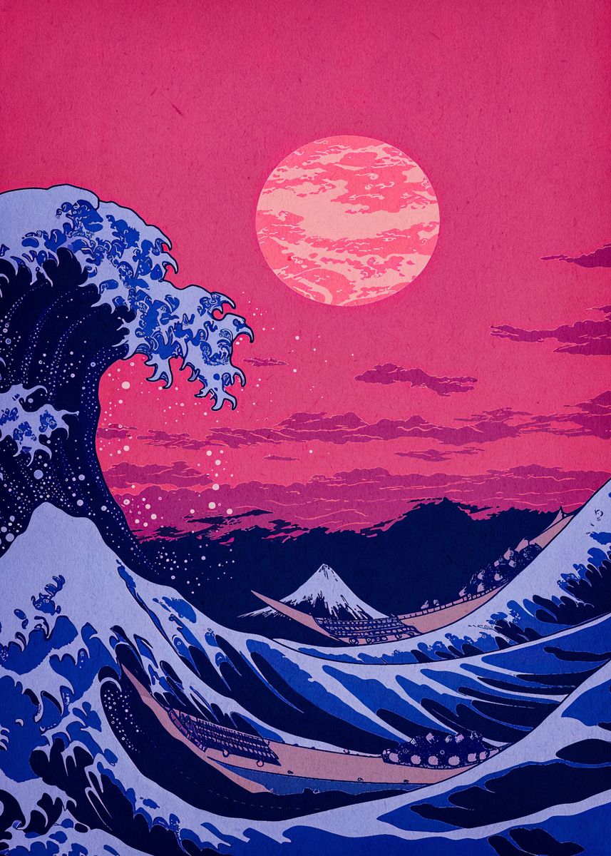 'japanese wave' Poster, picture, metal print, paint by Zachariah Stacey ...