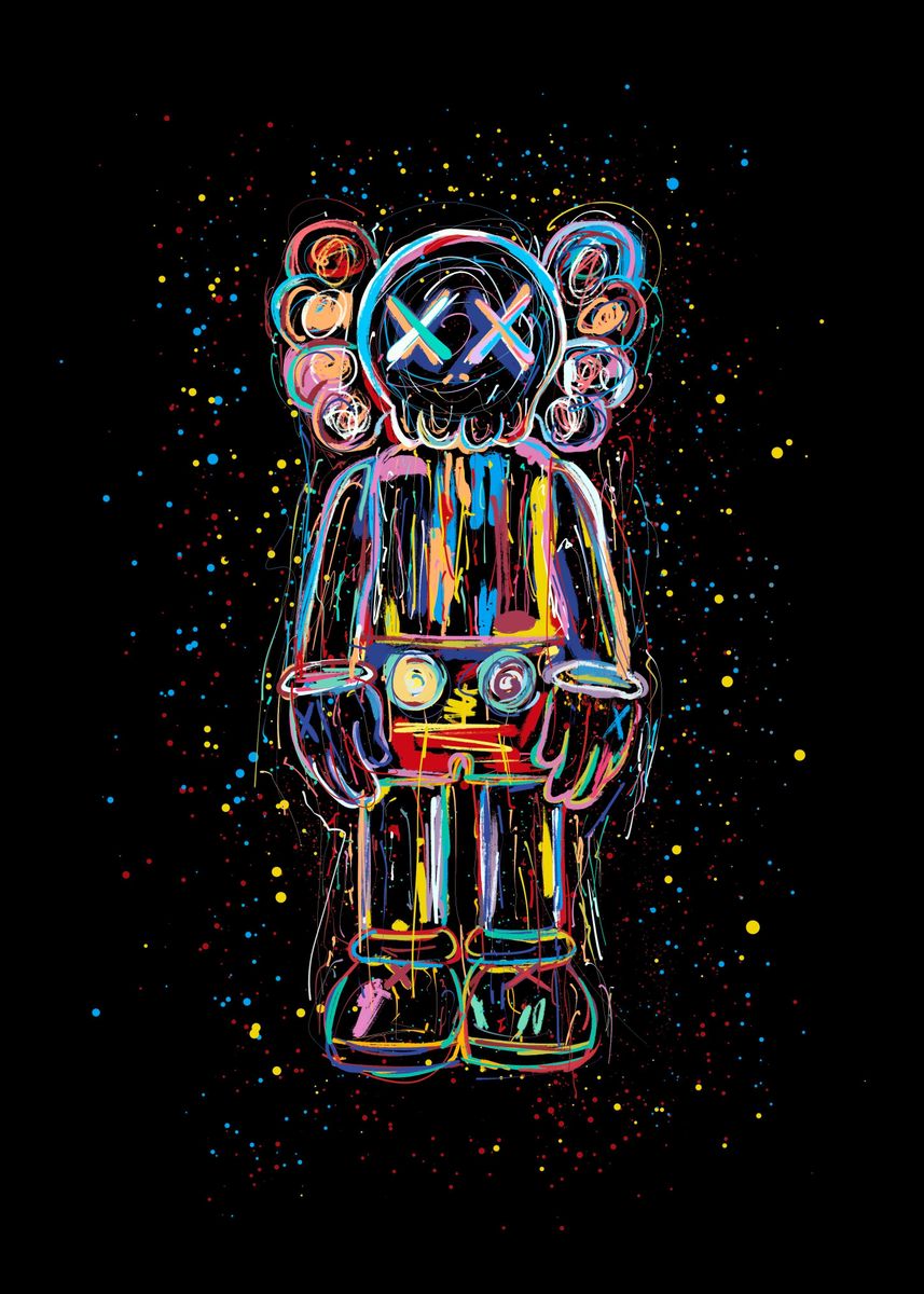 'Splatter kaws' Poster, picture, metal print, paint by Biopic Studio ...