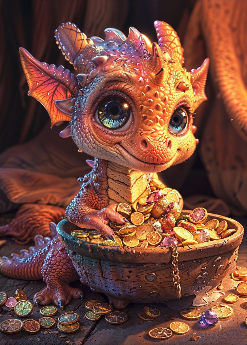'cute baby dragon' Poster, picture, metal print, paint by Cute Animal ...
