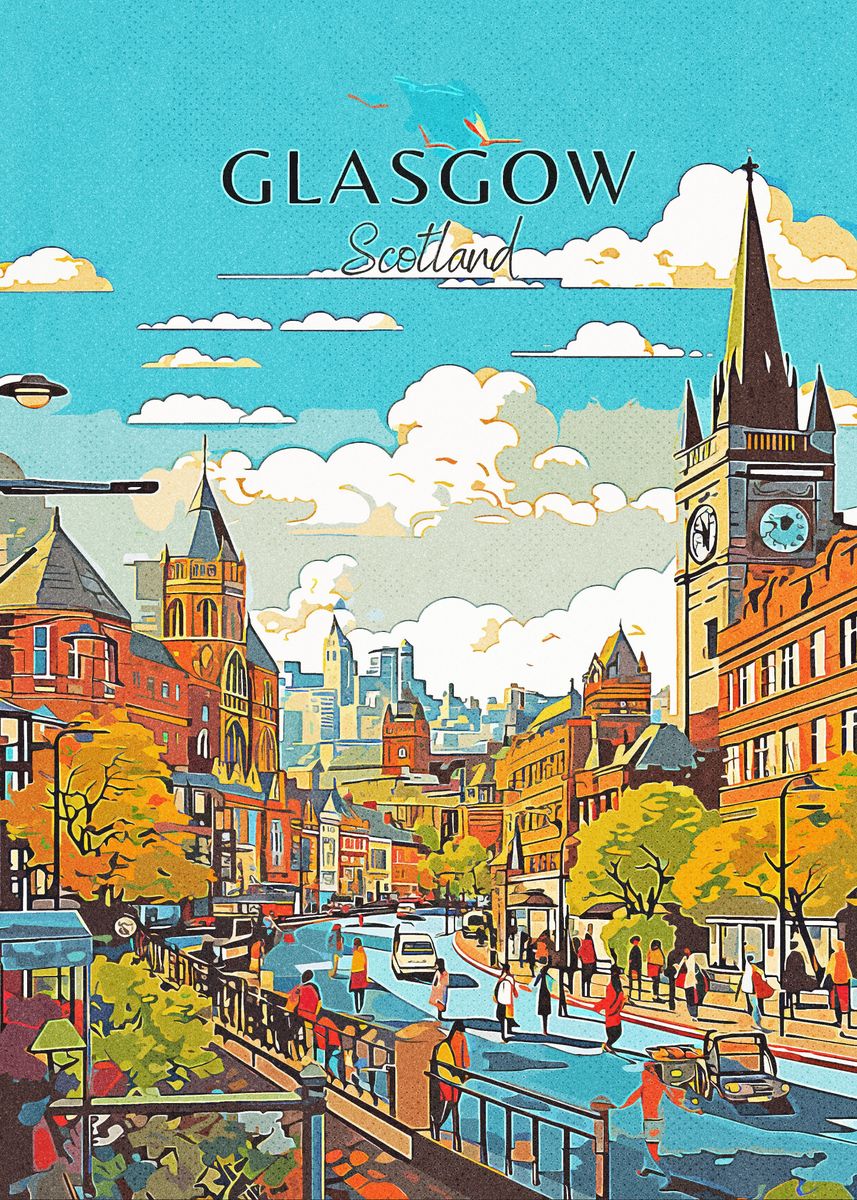 'Scotland Glasgow Travel' Poster, picture, metal print, paint by Le Thi ...